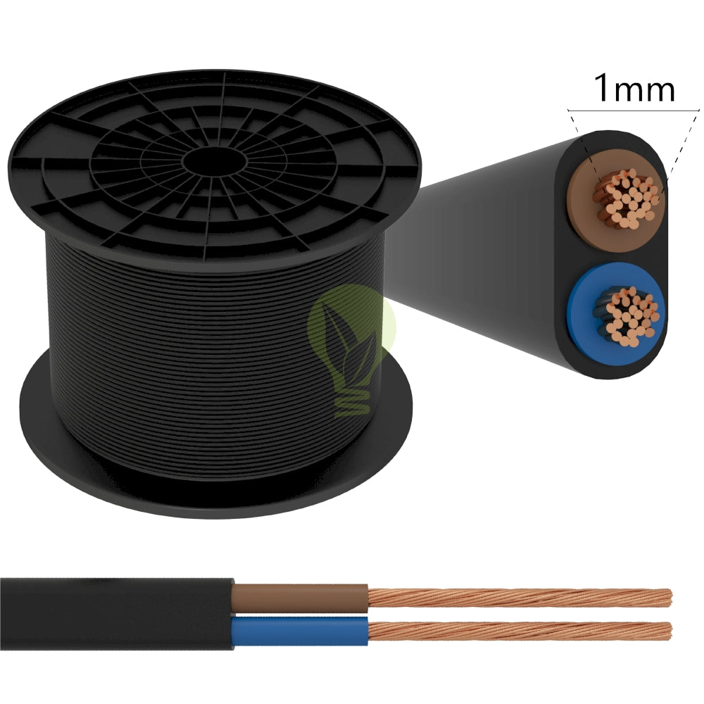 H05Vv-F Installationskabel / Verbindungskabel | 2 x 1 mm Kerne | 100 ...